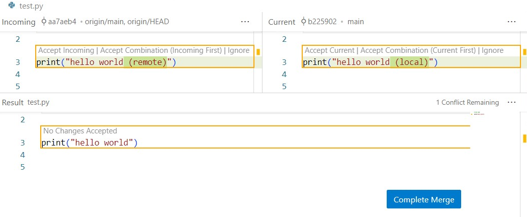 GitHub ConflictファイルをVSCodeで3Wayマージする