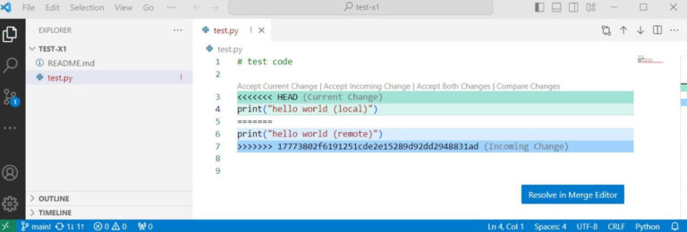 GitHub ConflictファイルをVSCodeで3Wayマージする